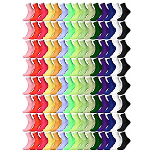 JaGely 60 Pairs Women's Crew Socks Bulk, Solid Color Cotton Socks, Colorful Athletic Stretch Slouch Lightweight Dress Sock for Girls, One Size