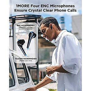 1MORE ComfoBuds Wireless Earbuds for Kids, Mini Noise Cancelling True Wireless Earbuds for Teenager, Bluetooth 5.0 Headphones with 4 Mics, IPX5 Waterproof Sports Earphone for Students, Black