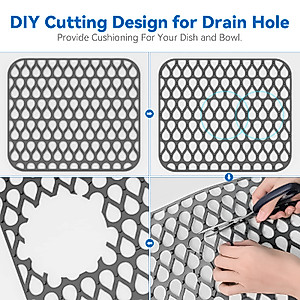 TOOVEM A FAMILY OF MANUFACTURERS Silicone Sink Mat 2PCS TOOVEM Sink Protectors for Kitchen Sink, Sink Mat Grid Non-Slip Folding Sink for Bottom of Farmhouse Stainless Steel Porcelain Sink Pad