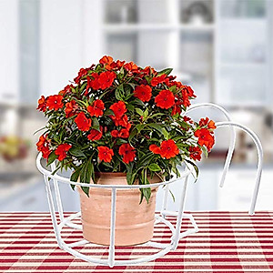 4 Pack Round Hanging Railing Planters, Flower Pot Holders Metal Pot Plant Basket, Shelf containers for Indoor and Outdoor use (White)