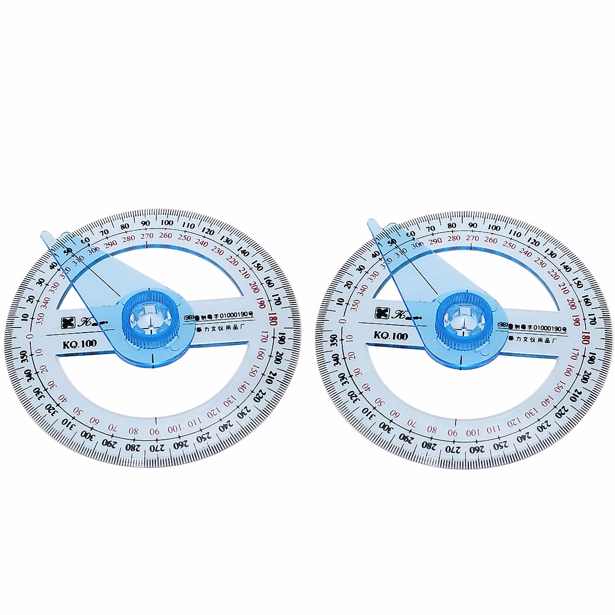 Wantane 360 Degree Protractors With Swing Arm Plastic Full Circle Protractors With Swing Arm Drawing, Measuring Tools -2PCS