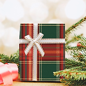 Whaline 12Pcs Christmas Cotton Fabric Bundles Buffalo Plaid Xmas Fat Quarters Red Green Checkered Printed Sewing Fabrics for DIY Handmade Crafting, 18 x 22 Inch