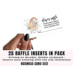 Giraffe Diaper Raffle Tickets 25 Pack, Baby Shower Prize Games Gender Neutral - Greenery Theme Jungle Printed Card Set