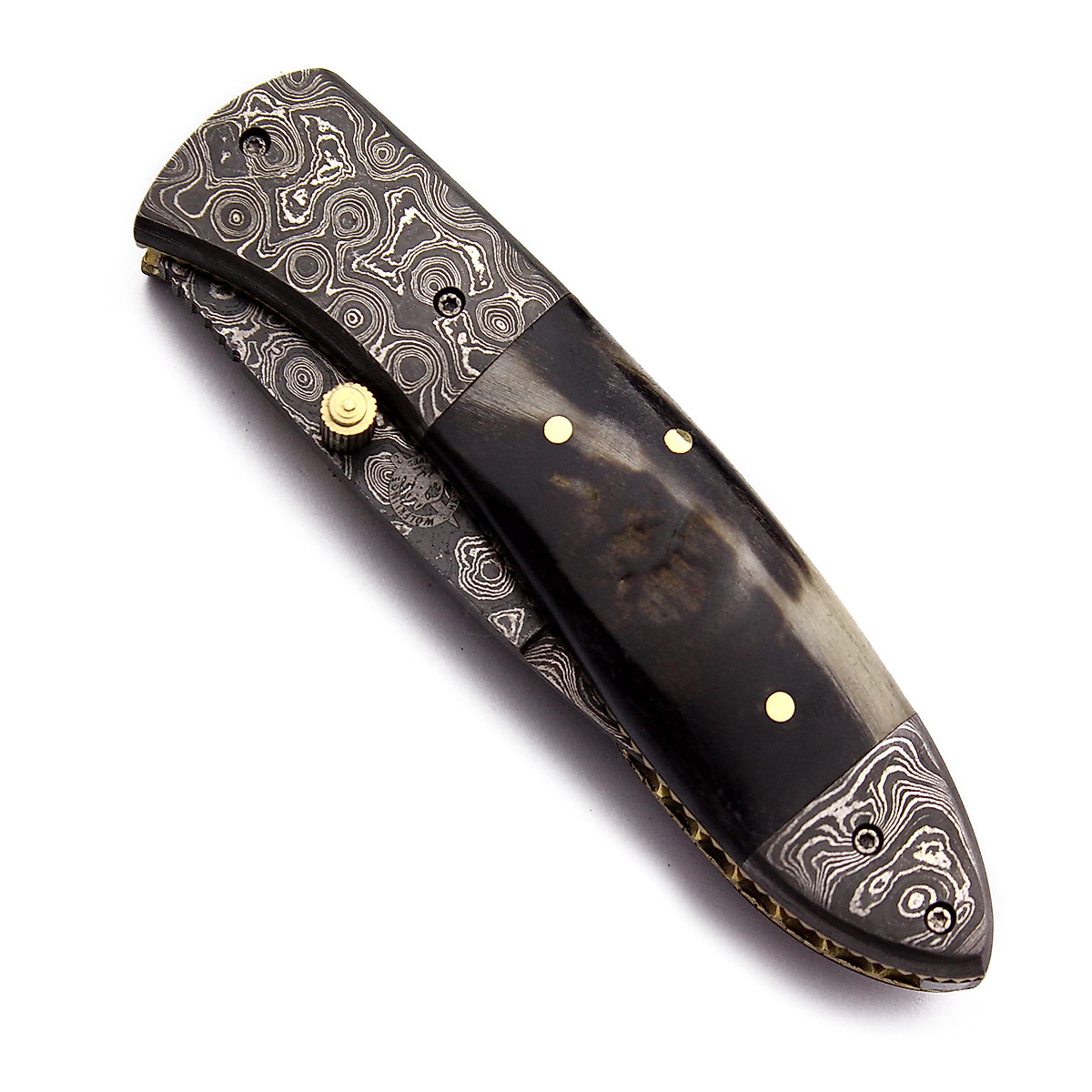 WolfKlinge Handmade Damascus Steel Pocket,FoldingKnife Bowie for Hunting,Survival,Camping,Bushcraft and Fishing -Fixed Blade Dagger with Folding Full Tang-Micarta Handle with Cowhide-Leather Sheath-DCX 21 -96