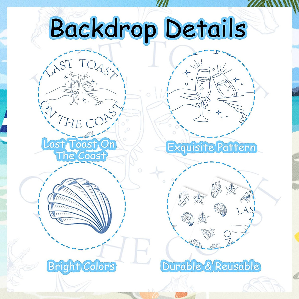 71Pcs Last Toast On The Coast Bachelorette Party Decorations, Bridal Shower Decorations Kit with Bachelorette Theme Backdrop Latex Balloons, Garland Arch Kit for Engagement Party Supplies