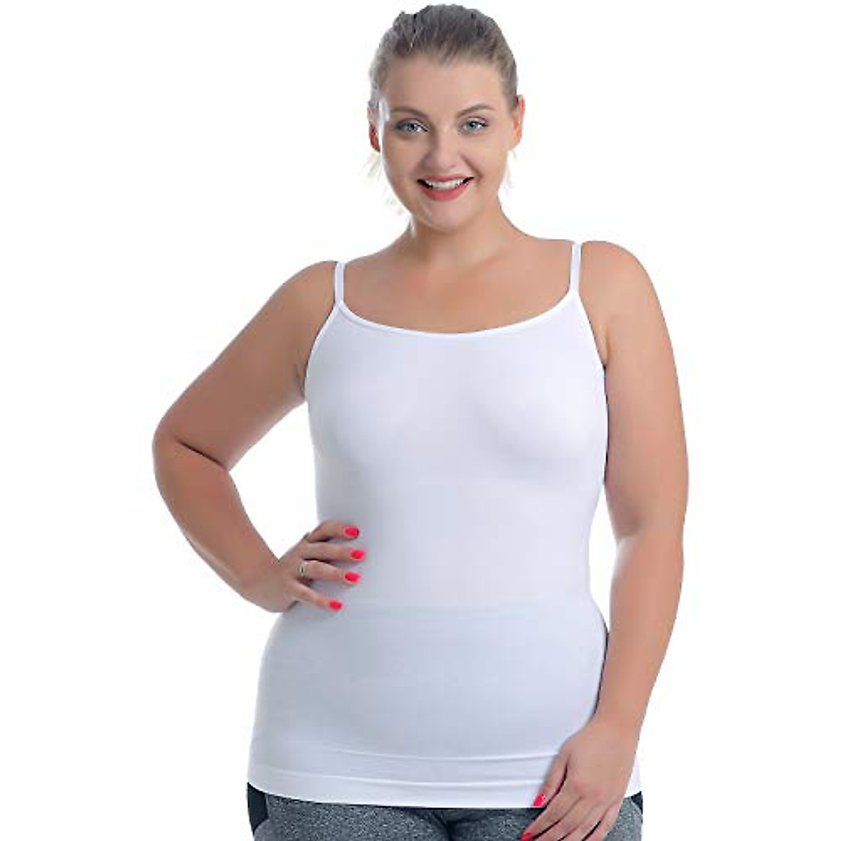 BANG BANG Women's Shapewear Tank Tops with Adjustable Straps White M