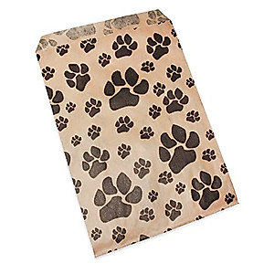 CuteBox Pawprint Kraft Flat Paper Gift Bags 300pcs (5" x 7") for Crafts, Party Favors, Retail, Merchandise, Tradeshows, Handmade Goods, Arts and Crafts, Outdoor Events, Holidays, Weddings
