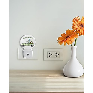 Night Light Plug into Wall, LED Nightlights Happy Easter Green Plaid Truck Pull Gnomes and Eggs Small Nightlight Auto Dusk-to-Dawn Sensor Lamp LED Night Lights for Kid's Bedroom, Bathroom