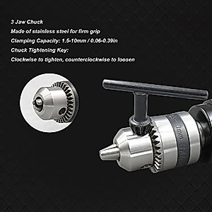 3/8in Air Drill with 3 Jaw Chuck Straight Handle Reversible Adjustable Speed Pneumatic Drilling Tool 900rpm CW CCW(European Style)