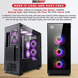 Deco Gear Gaming Desk Setup, Includes LED Keyboard, Chair, Mid-Tower Case, Streaming Mic, Mouse (Large, Red, Glass)