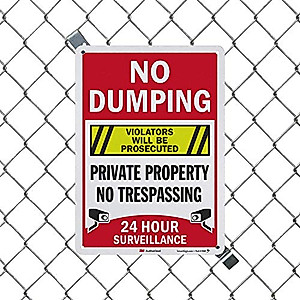 SmartSign “No Dumping - Private Property, No Trespassing, Violators Will Be Prosecuted” Sign | 10" x 14" 3M Engineer Grade Reflective Aluminum