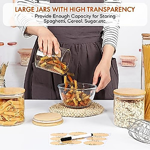 AuroTrends 18oz Glass Food Storage Containers with Lids 6Pack, 540ml Glass Storage Containers with Lids/Stickers/Marker- 540ml Glass Jars with Lids (18 fl. oz, Set of 6)