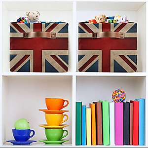 ALAZA British Flag Retro Foldable Storage Box Storage Basket Organizer Bins with Handles for Shelf Closet Living Room Bedroom Home Office 1 Pack