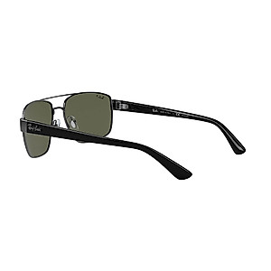 Ray-Ban RB3663 Metal Rectangular Sunglasses, Gunmetal/Polarized G-15 Green, 60 mm