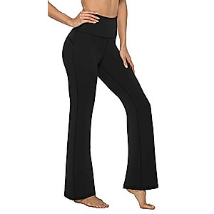 AFITNE Yoga Pants for Women Bootcut Work Pants with Pockets High Waisted Workout Bootleg Yoga Pants Flared Athletic Pants Black - 3XL