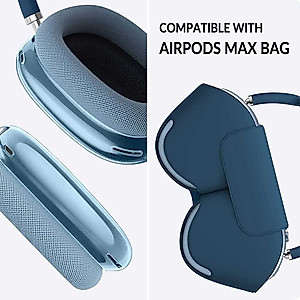 Custom Name & Initial Crystal Clear Case for Apple AirPod Max，Thin Customized Signature Transparent Protective Ear Cup Covers (Clear Blue)