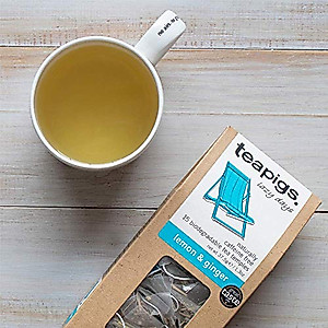 teapigs Lazy Days Lemon & Ginger Herbal Tea Bags, 15 Count, Naturally Caffeine Free Big Leaf Tea, Refreshing and Crisp