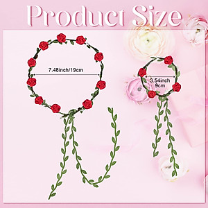 XunYee 48 Pcs Flower Crowns and Bracelets Kit 24 Boho Flower Garland Headbands Hair Wreath 24 Floral Wristbands for Girls Wedding Birthday Party Supplies