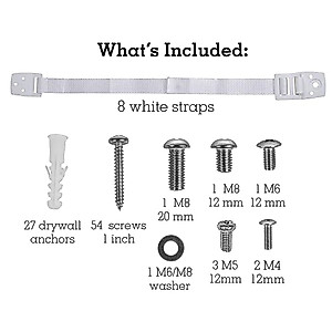 Bébé Earth Anti-Tip Straps (8-Pack) - Baby Proofing & Child Safety Kit, White