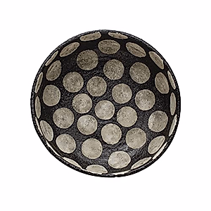 Creative Co-Op Terracotta Wax Relief Dots, Black and Natural Decorative Bowl