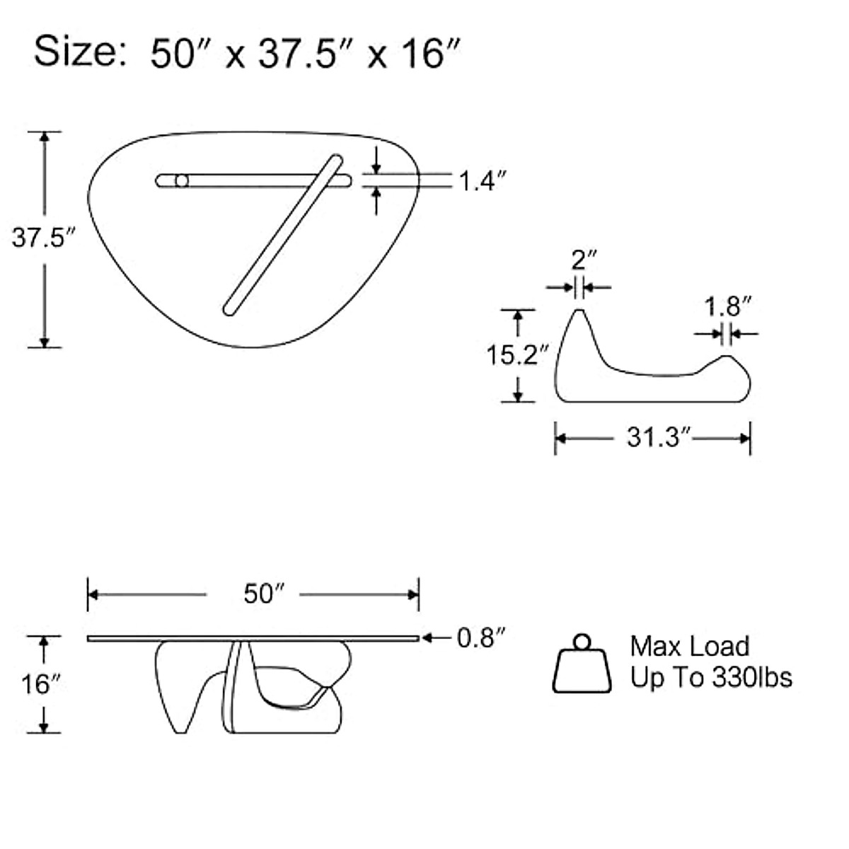 Rimdoc Triangle Coffee Table Modern Noguchi Vintage End Table, Solid Wood Base and Clear Glass Top Accent, for Living Room, Patio(Dark Walnut)
