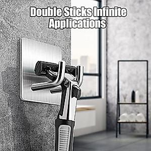 YasTant 4Pcs Shower Hooks for Inside Shower Razor Holder, Stainless Steel Shower Hanger Hook for Wall, Brushed Nickle Adhesive Razor Hook for Bathroom, Self Adhesive Wall Hooks Heavy Duty Straight