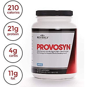 PROVOSYN. The Original Ultra-Premium Whole Egg, Milk (Casein + Whey) and Beef Protein Powder. Fast Muscle Building + Recovery. Perfect for Hard Gainers. Vanilla Flavor, 616 g The Mature Users Protein.