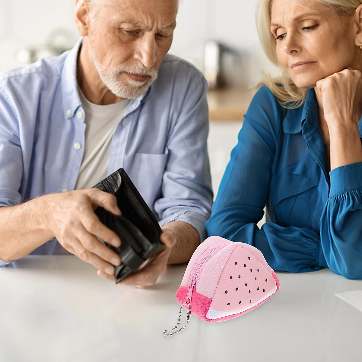 STOBOK 4pcs Cute Coin Purse Fruit Pattern Plush Triangle Wallet Pocket Mini Pouch Purse (Watermelon + Orange + Dragon Fruit + Kiwi)