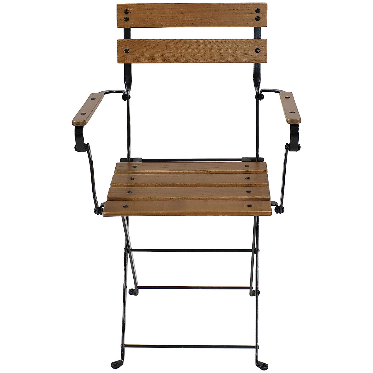 Sunnydaze European Chestnut Folding Dining Armchair - for Indoor or Outdoor Use - Commercial Grade - Set of 4 - Brown