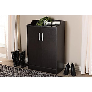 Baxton Studio Verdell Modern and Contemporary Wenge Brown Finished Shoe Cabinet