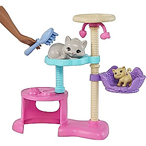 Barbie Kitty Condo Doll and Pets Playset with Barbie Doll (Brunette), 1 Cat, 4 Kittens, Tree & Accessories, Toy for 3 Year Olds & Up