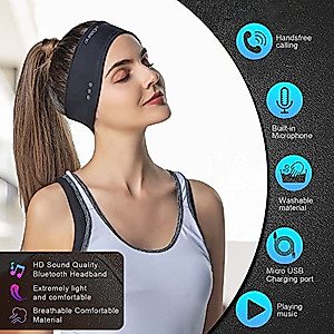 Bluetooth Headband Sleep Headphones Wireless V5.5 Sports Headband with Thin Stereo Speaker for Yoga Running Outdoor Indoor Sports and Travelling