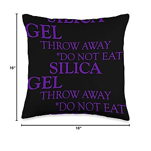 Silly Snacky Snacks DO NOT EAT SILICA GEL Purple Black Desiccant Silica Gel Pack DO NOT EAT Away Throw Pillow, 16x16, Multicolor