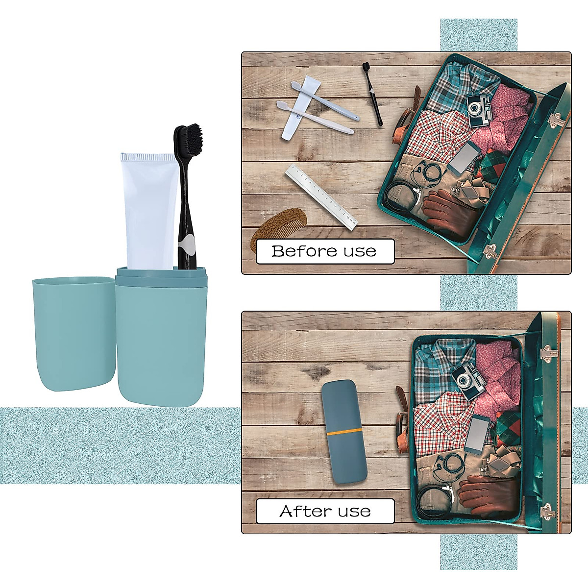 SietDESEO Toothbrush Travel Container Bundle with 4 Pack Toothbrush Case Travel Toothbrush Holder