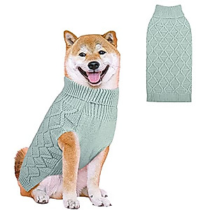 ASENKU Dog Turtleneck Sweaters, Winter Dog Sweaters Clothing, Classic Wired Knit Clothing for Cold Weather, Ideal Gift for Pets(Blue, S)