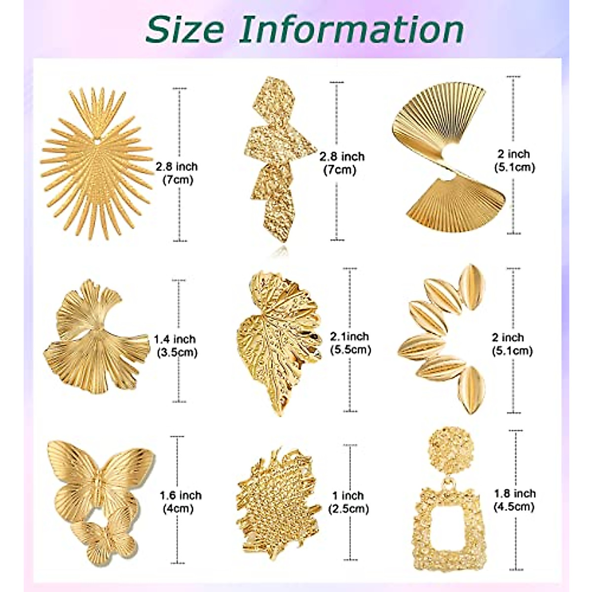 Jewdreamer 9 Pairs Gold Geometric Earrings for Women Exaggerated Statement Earrings Stylish Twisted Ginkgo Leaf Earrings Gold Plated Big Boho Drop Dangle Earrings Jewelry Gift