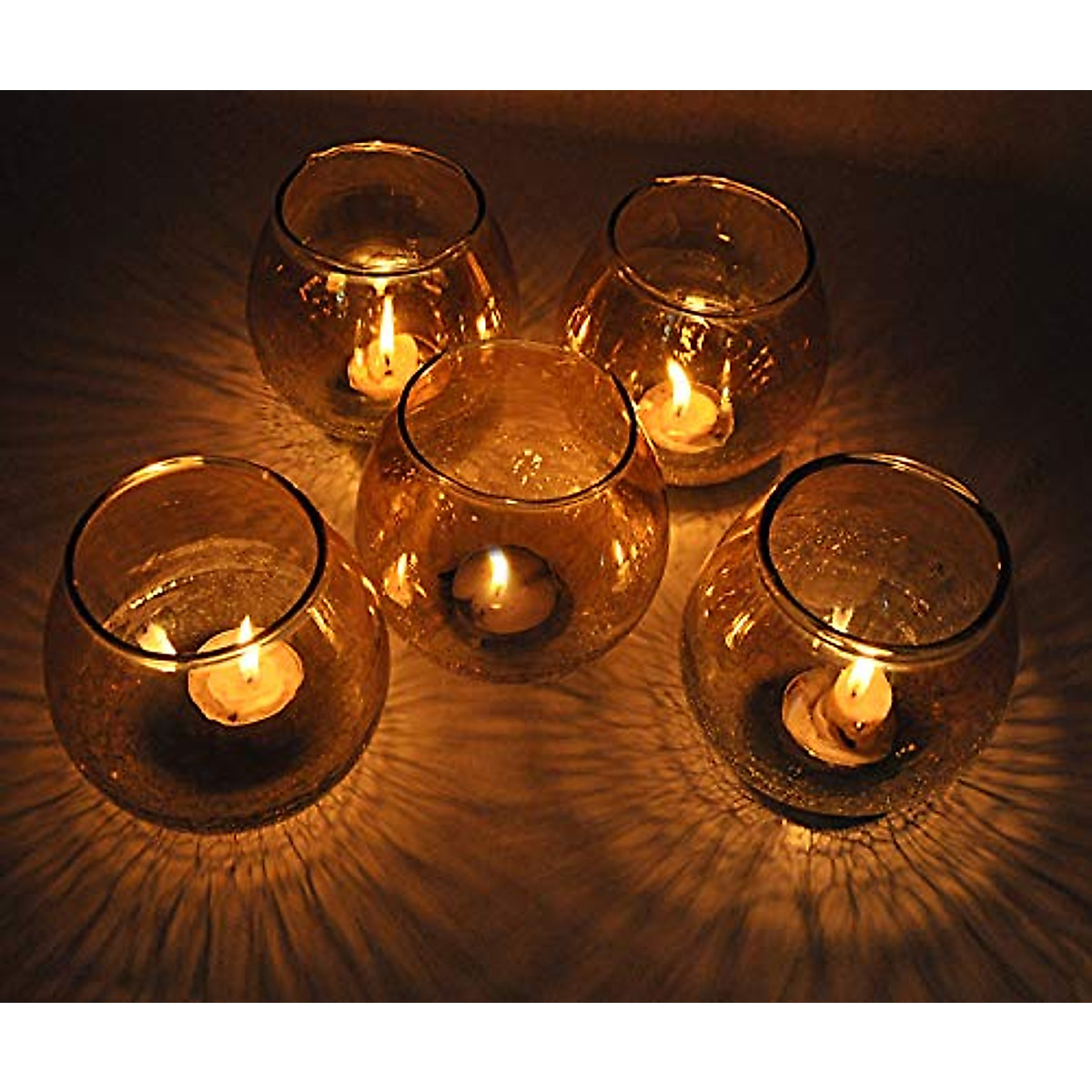 Valentine's Day Candle Holder Half Crackle Glass Garden Wedding Decoration Tea Light Candle Holder Votive Light Candle Holder Bulk 5 Pcs