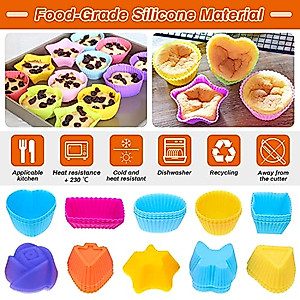 Silicone Cupcake Liners, 40Pcs Silicone Cupcake Baking Cups Reusable Muffin Liners, 10 Shapes