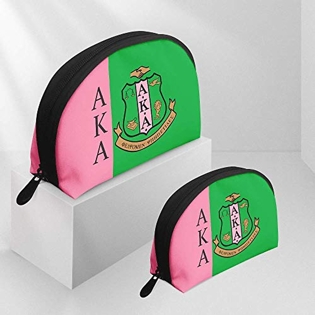 Syifasya Alpha Kappa Alpha 2 Pcs Cosmetic Bags Travel Makeup Bag Portable Clutch Pouch Set Women Handbag with Zipper Shell Toiletry Storage