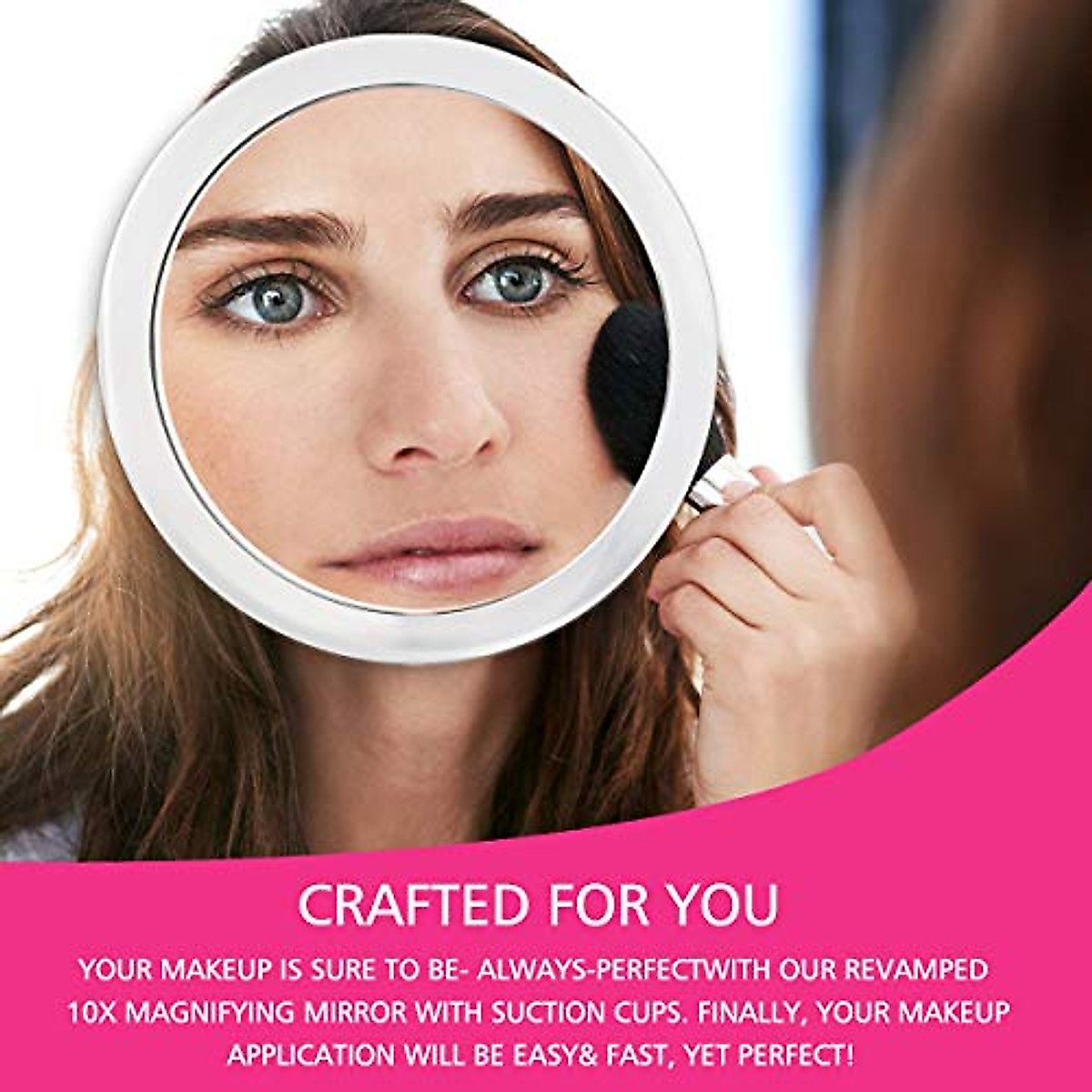 Glam Hobby15X Magnifying Mirror – Use for Makeup Application - Tweezing – and Blackhead/Blemish Removal – 6.3 Inch Round Mirror with Three Suction Cups for Easy Mounting