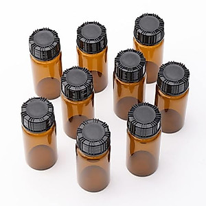 Newzoll Liquid Sample Glass Bottles Vials Screwcap Brown Bottles Capacity 10ml,1/3 Oz Pack of 50