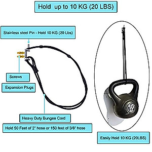 YYST Swimming Pool Vacuum Hose Hanger -Rust Resistant , Pool hose Hanger Hook for Pool Hose - Up to 50 Feet (No hose)-Type B (1)