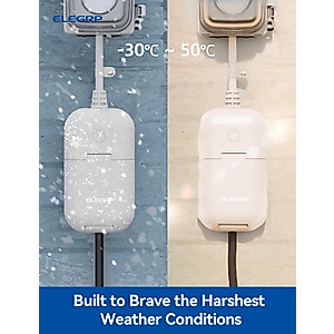 ELEGRP PQR10 Outdoor Smart Plug Waterproof IP66, WiFi Plug Compatible with Alexa & Google Assistant, Smart Outdoor Outlet for String Lights, No Hub Required, 400W Max, UL Certified, 1 Pack, Grey