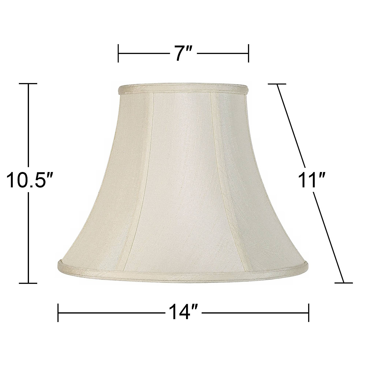 Creme Medium Bell Lamp Shade 7" Top x 14" Bottom x 11" Slant x 10.5" High (Spider) Replacement with Harp and Finial - Springcrest
