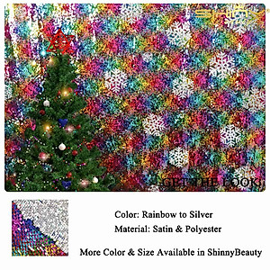 ShinyBeauty Rainbow to Silver Fabric by The Yard 1 Yards Mermaid Fabric Sequin Fabric Flip up Silver Reversible Fabrics for Sewing Glitter Material Cutting Dress/Clothing/Party Decor
