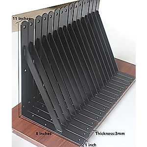 16 Pack L11" x H 8" Black Heavy Duty Shelf Brackets with Screws Metal Shelf Brackets Shelf Support Angle Brackets for Shelves L Brackets Heavy Duty Floating Shelf Brackets