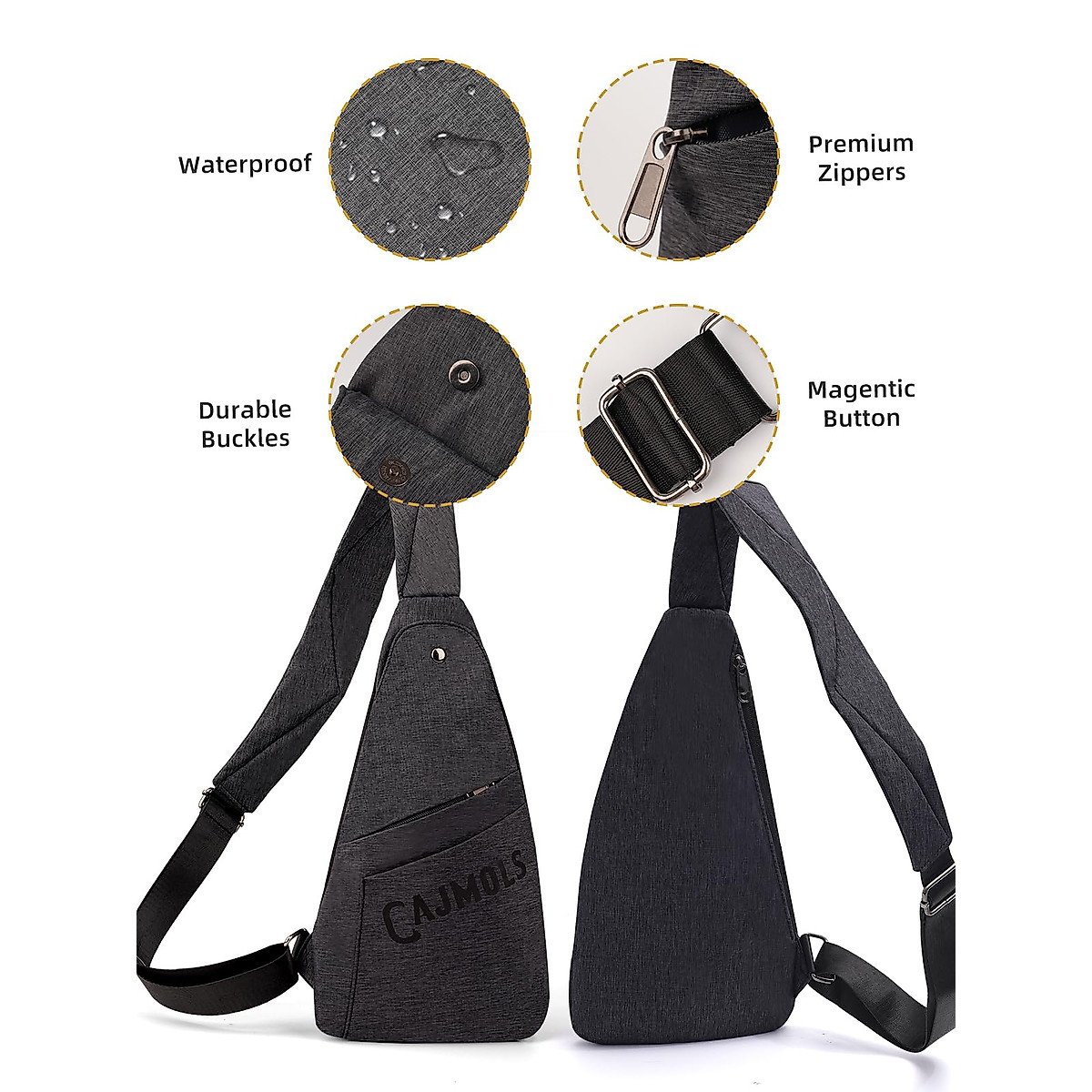 Cajmols Mens Sling Bag Anti-Theft Crossbody Bag Small Sling Bag for Mens Travel Sling Bag for Men Lightweight Hiking Casual Travel Daypacks (N-Dark Grey)