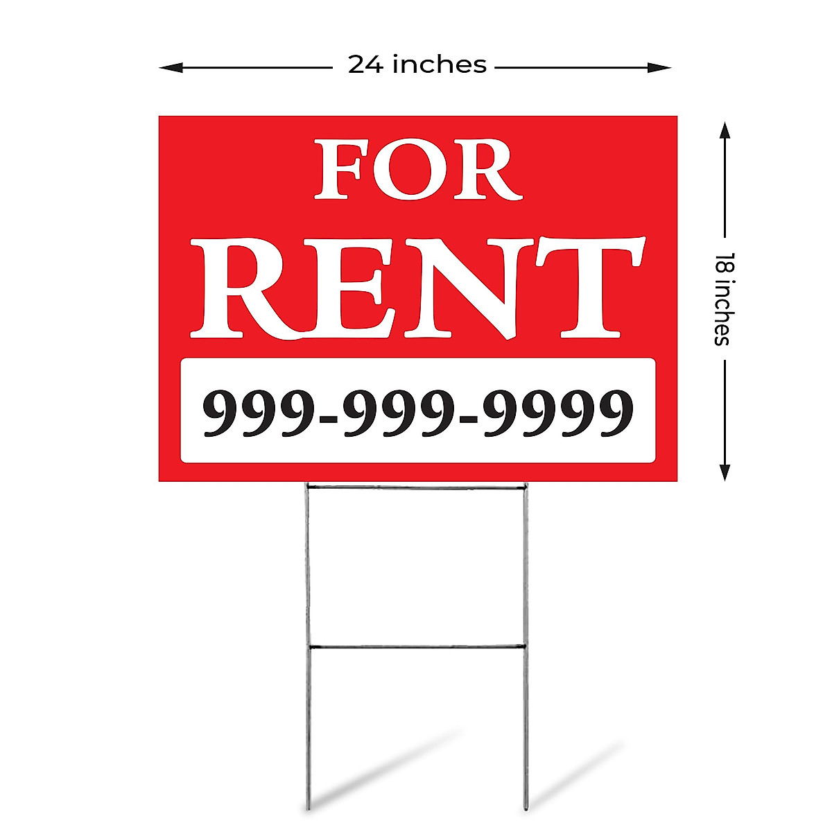 SignPro For Rent Yard Sign | For Rent CUSTOMIZABLE Yard Sign | For Rent Sign | 24" x 18" Corrugated Plastic Yard Signs with H Stakes | Double Sided (1)