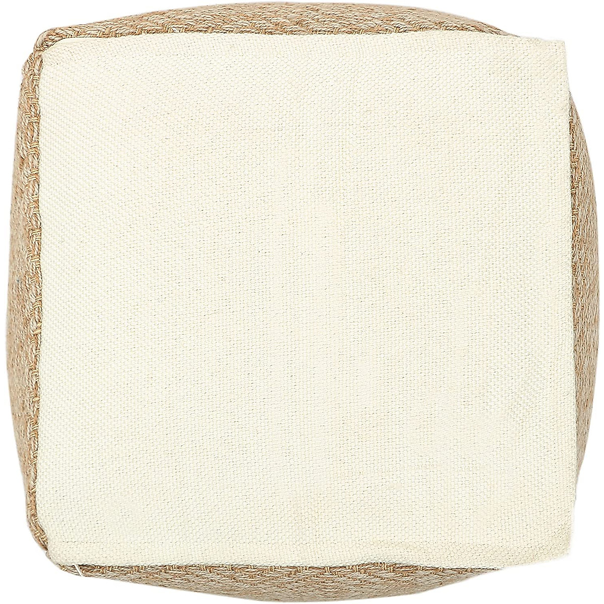 WOVEN ST. UNSTUFFED Pouf Ottoman Cover Textured Printed Storage Cube Pouf Pouffe Accent Chair Seat Footrest for Living Room, Bedroom, Nursery, Kids Room, Patio, Gym; 100% PET (16"x16"x16") (Beige)