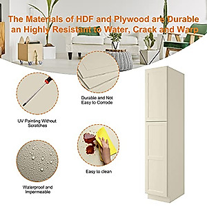 96" Kitchen Pantry Storage Cabinet - Modern Tall Storage Cabinet,4 Doors & 5 Adjustable Shelves, Freestanding Utility Cupboard for Kitchen, Living Room, Dining Room